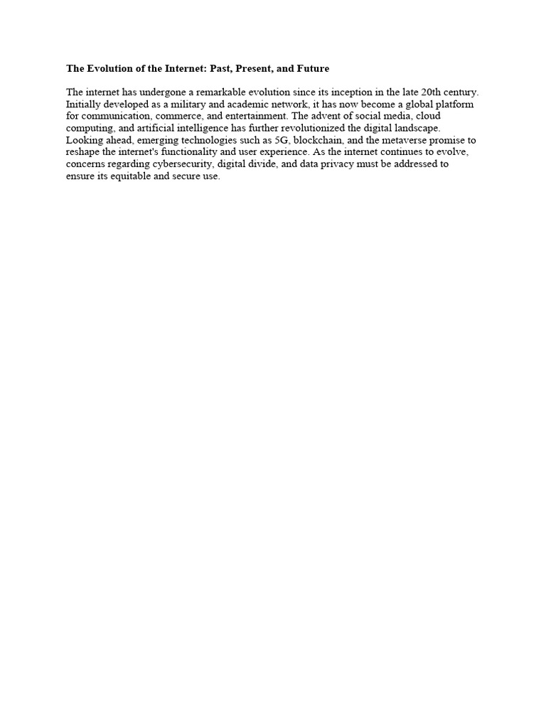 The Evolution of The Internet | PDF