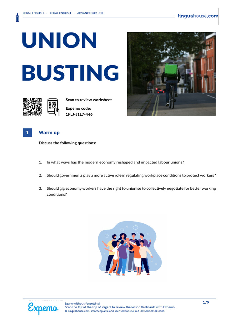 Union Busting British English Student C1 C2 | PDF | Industrial ...