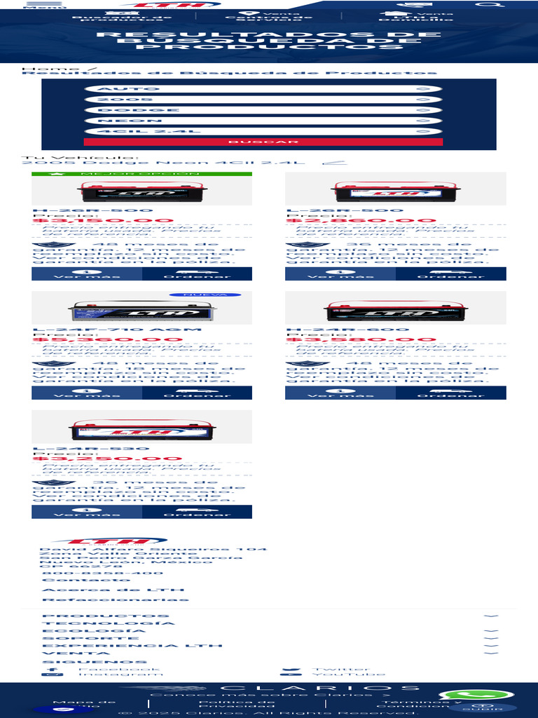 Resultados de Búsqueda de Productos Baterías LTH | PDF | Sitios web | Internet