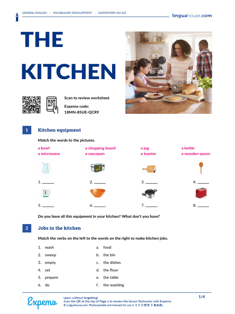 Kitchen Vocabulary for Beginners | PDF | Foods | Cooking