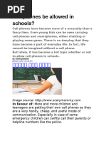 Banning Cell Phones in Schools Essay | PDF | Mobile Phones