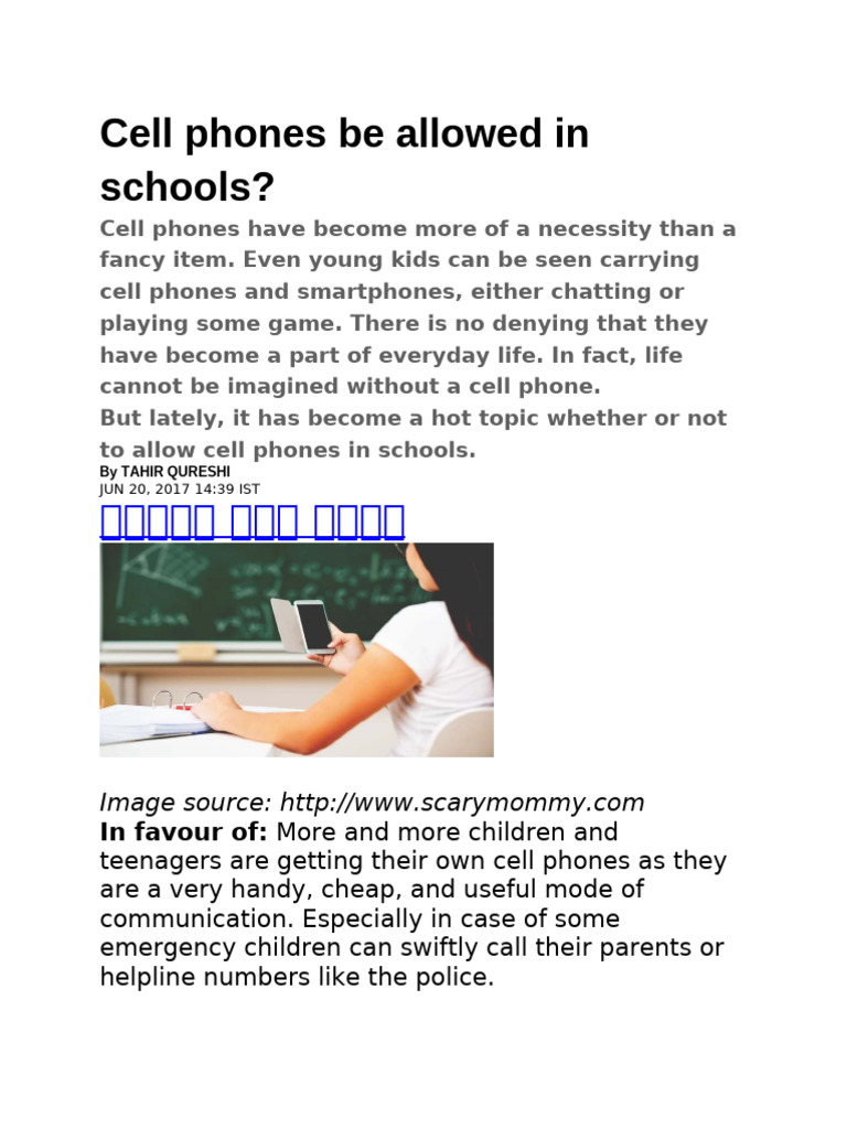 Cell Phones Be Allowed in Schools | PDF | Mobile Phones | Smartphone