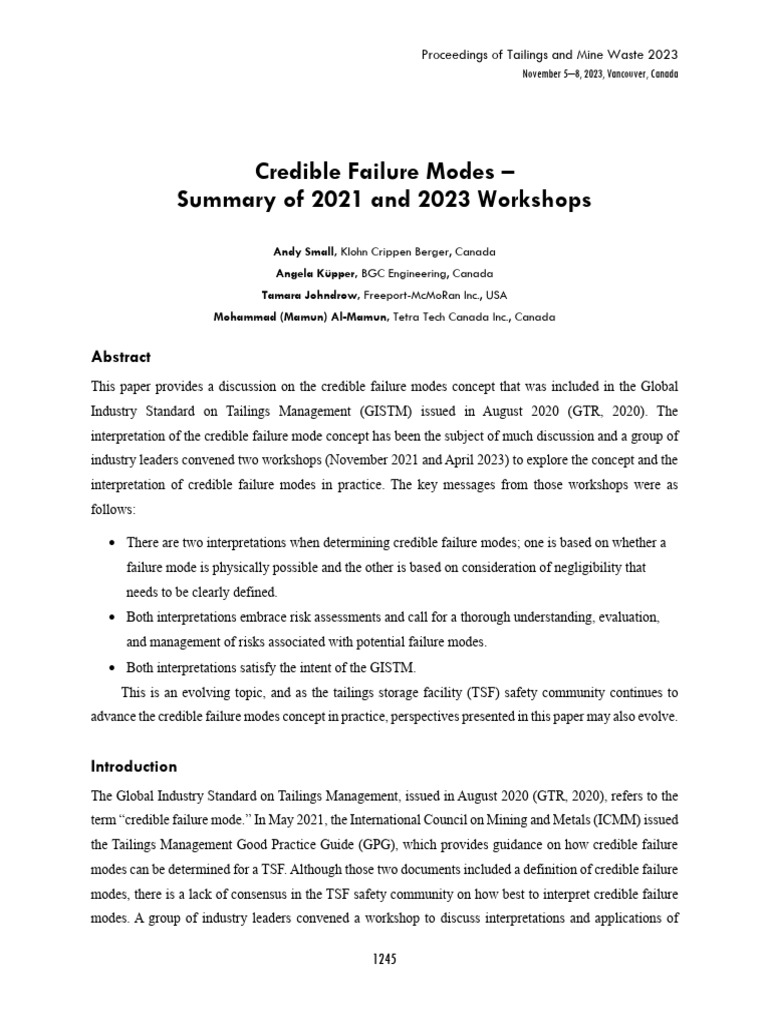 Small_A_et_al_Credible_failure_modes_TMW_2023 | PDF | Risk | Risk Management