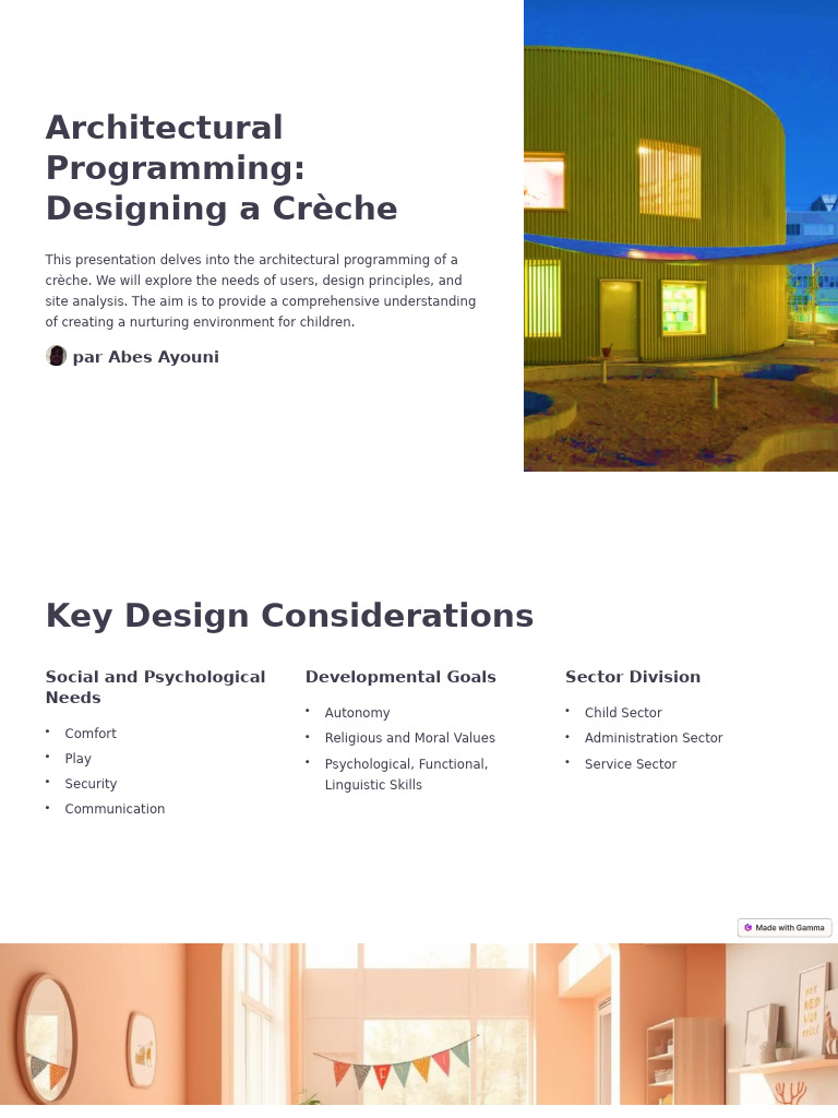 Architectural Programming Designing A Creche | PDF | Child Care
