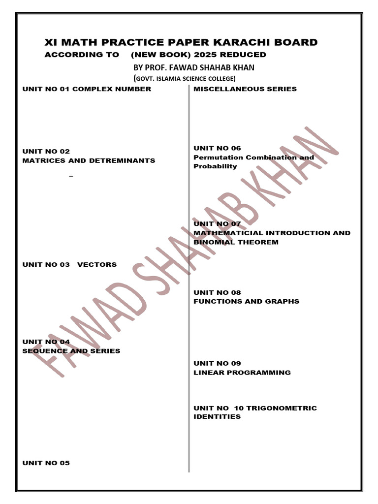 Xi Math Important 25 REDUCED | PDF | Trigonometric Functions ...