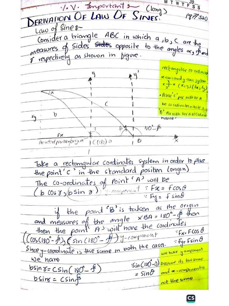 Xi Math Derivation Law of Sine | PDF
