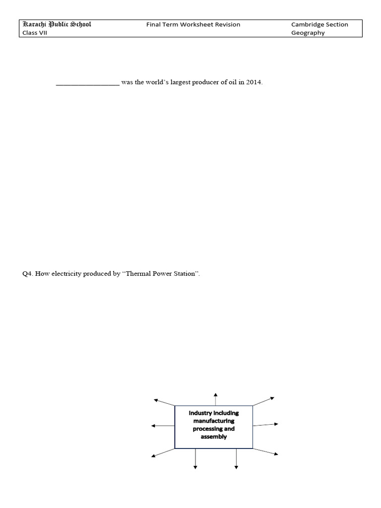 Class 7 Geography Revision Worksheet | PDF