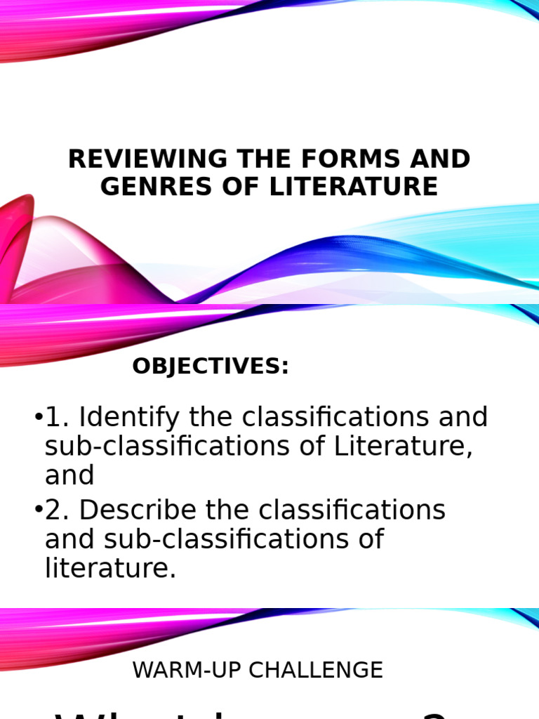 Lesson 2 REVIEWING THE FORMS AND GENRES OF LITERATURE | PDF | Poetry ...