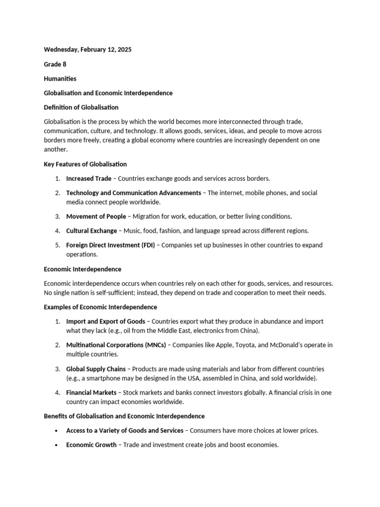 G 8 H WK5 NOTE (1) | PDF | Globalization | Economies