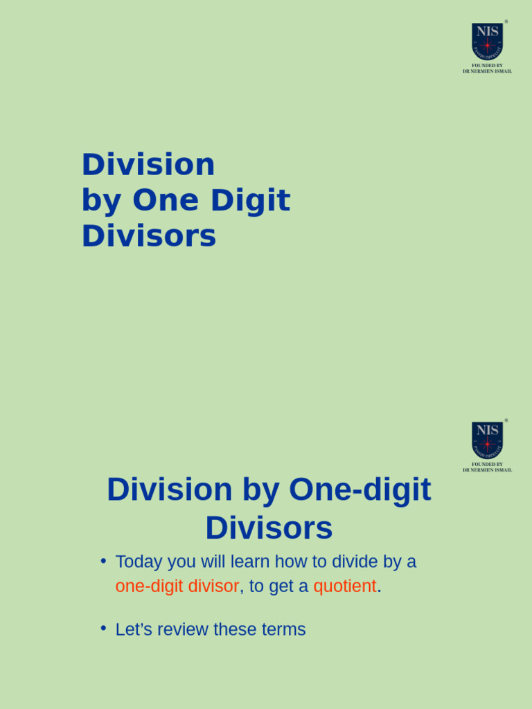 Division by One-Digit Divisors Guide | PDF | Division (Mathematics ...