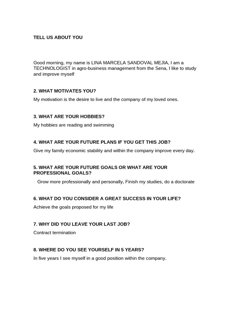 Tell Us About You | PDF