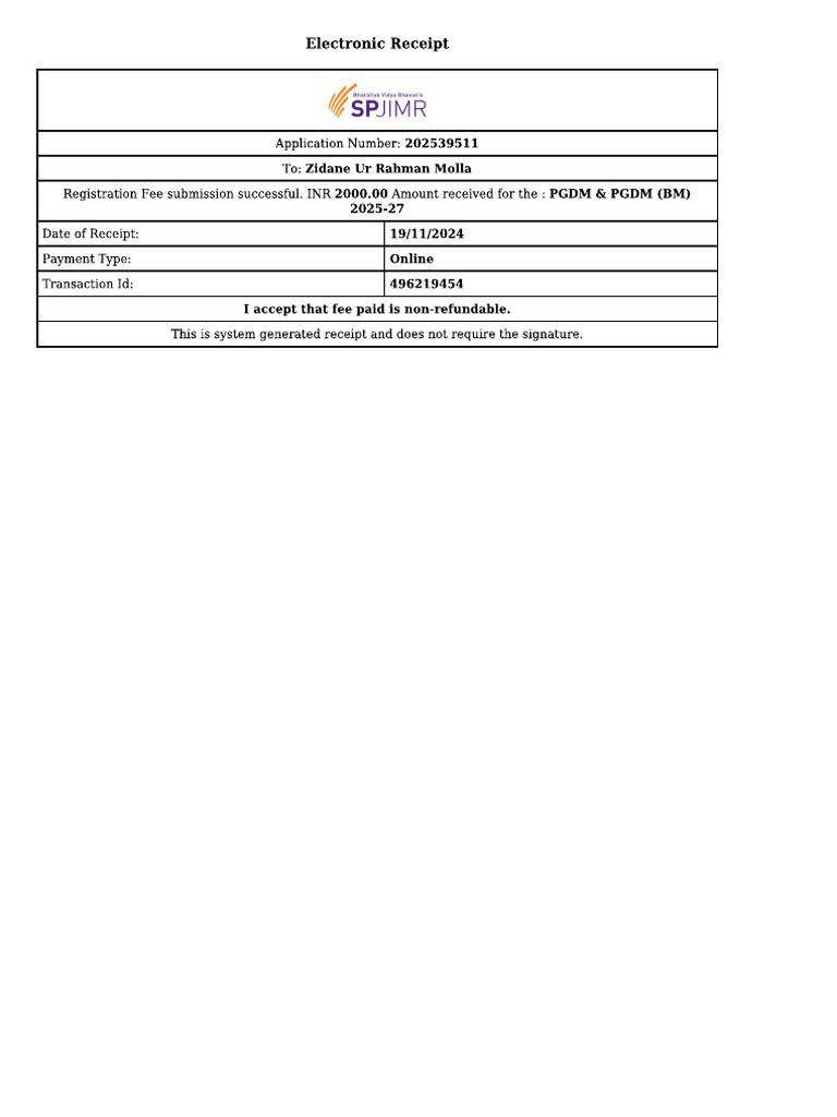 Ack Receipt Spjim | PDF