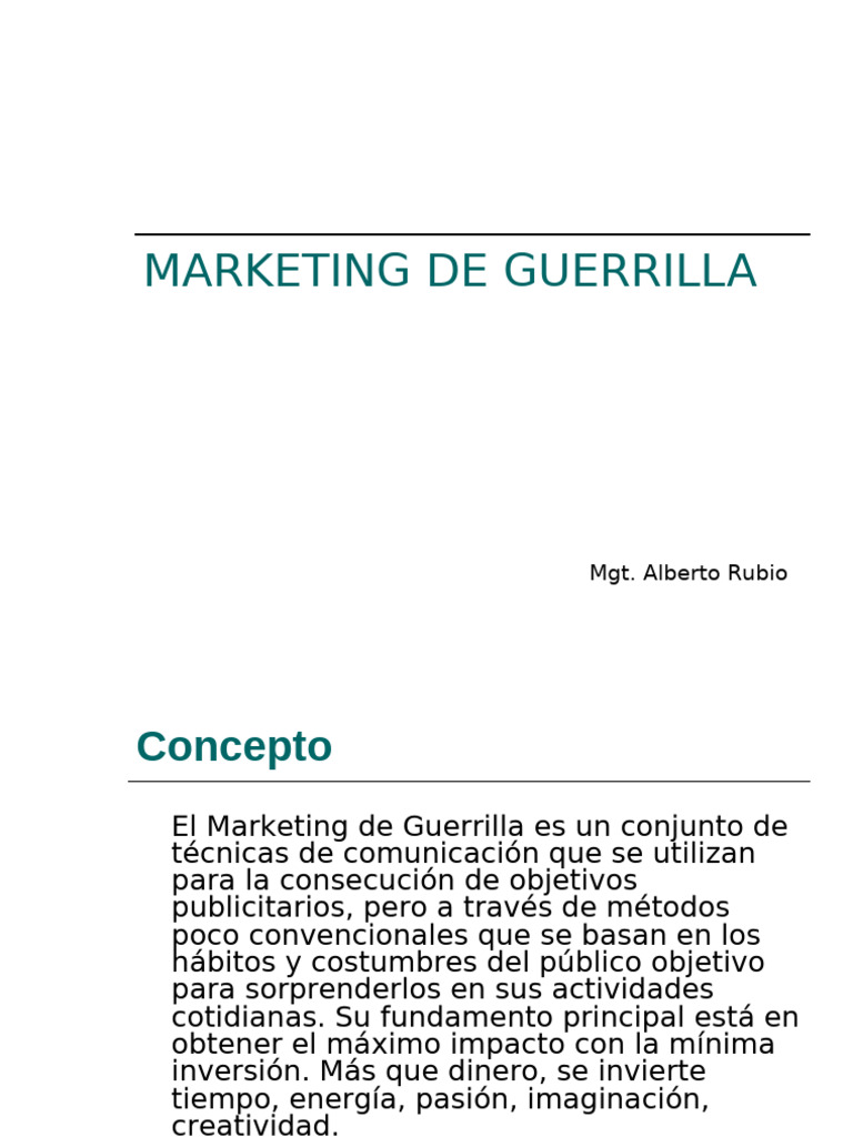 MARKETING de GUERRILLA - Material Complementario | PDF | Publicidad