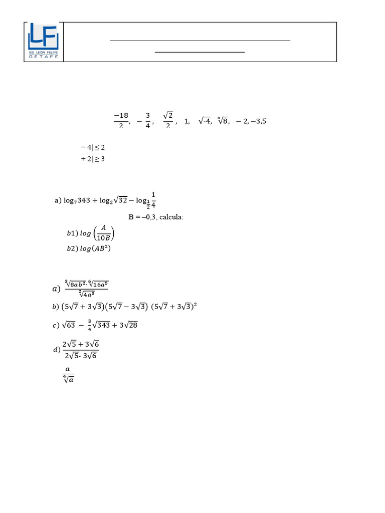 Bachi 1º EJERCICIOS RECUPERACIÓN 1º Bachillerato 1 Y 2 EVALUACIÓN | PDF | Matemática Elemental ...