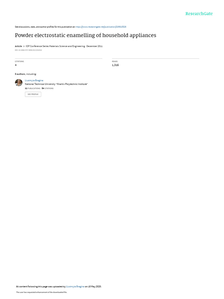 Powder Electrostatic Enamelling of Household Appliq | PDF | Glasses ...