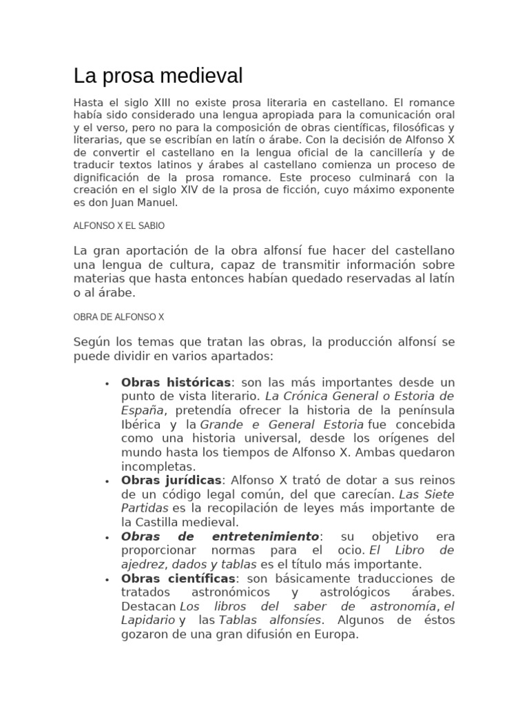 Evolución de la Prosa Medieval | PDF