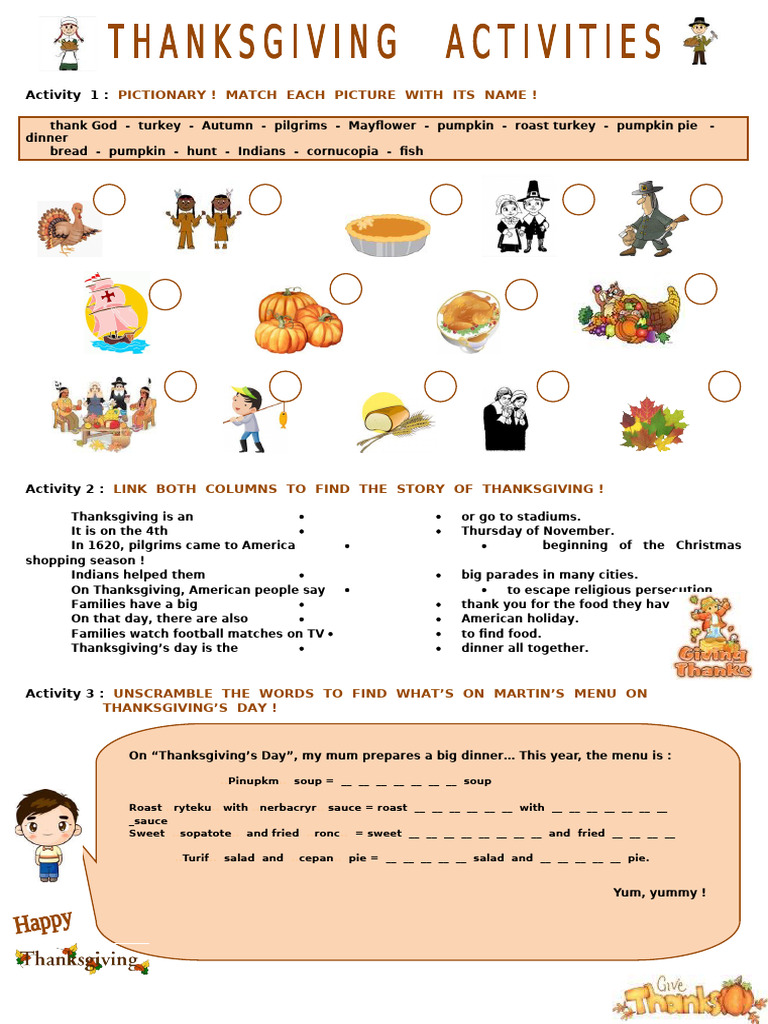 Thanksgiving-Activities 12309 | PDF | Thanksgiving | November Observances