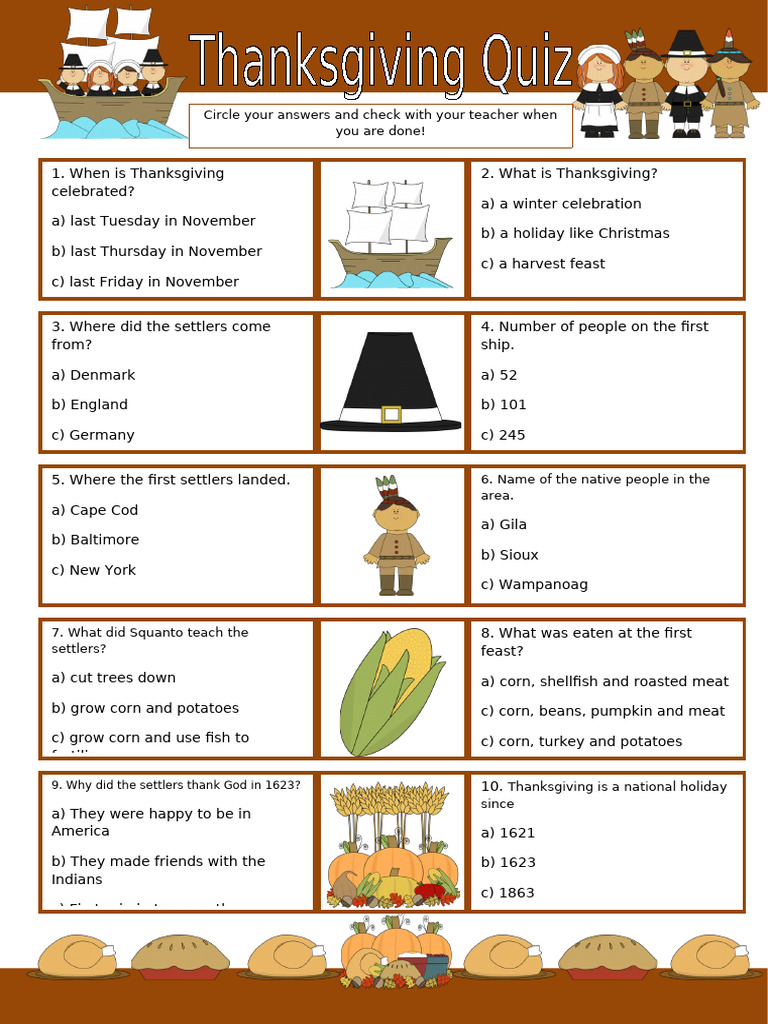 Thanksgiving Quiz Fun Activities Games Icebreakers Oneonone Activiti ...