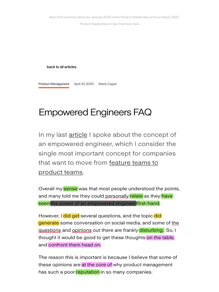 Empowered Engineers FAQ - Silicon Valley Product Group - Silicon Valley Product Group | PDF