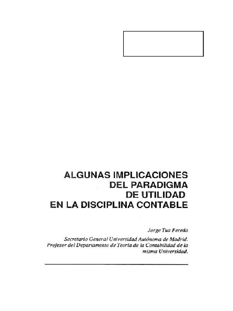Algunas Implicaciones Del Paradigma de La Utilidad en La Disciplina ...