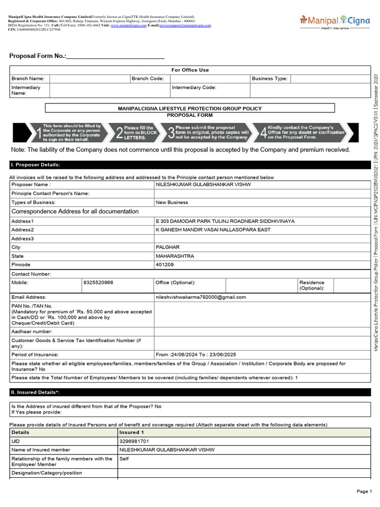 Eproposal | PDF | Insurance | Underwriting