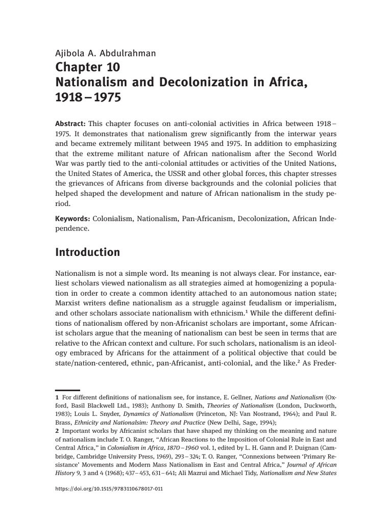 Nationalism and Decolonization in Africa | PDF | Pan Africanism ...