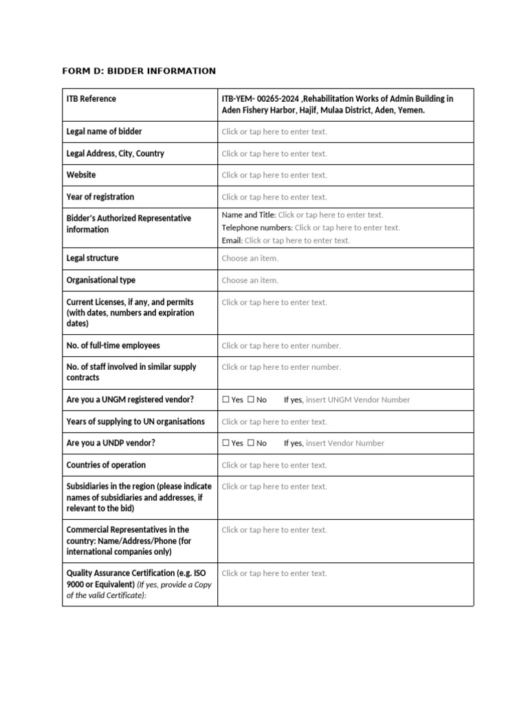 52412897_SECTION 7-BIDDING FORMS D-BIDDER INFORMATION | PDF ...