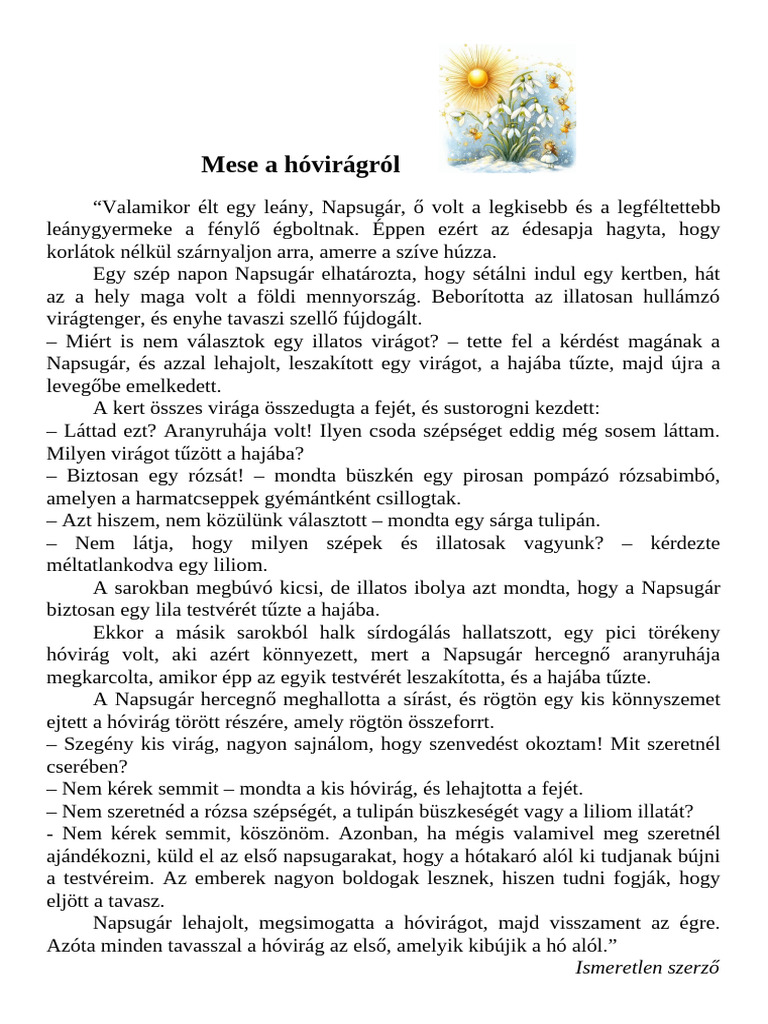 Mese a hóvirágról | PDF