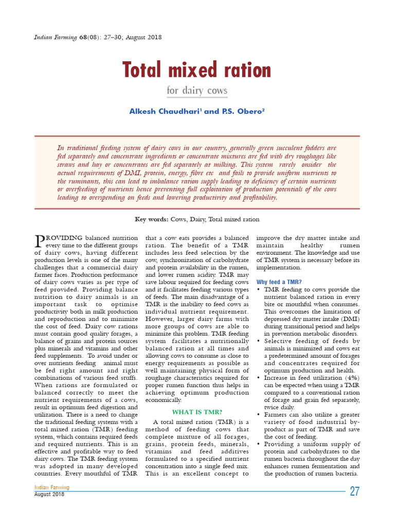 Ojsadmin,+07 Total+Mixed+Ration | PDF | Dairy Cattle | Dairy Farming