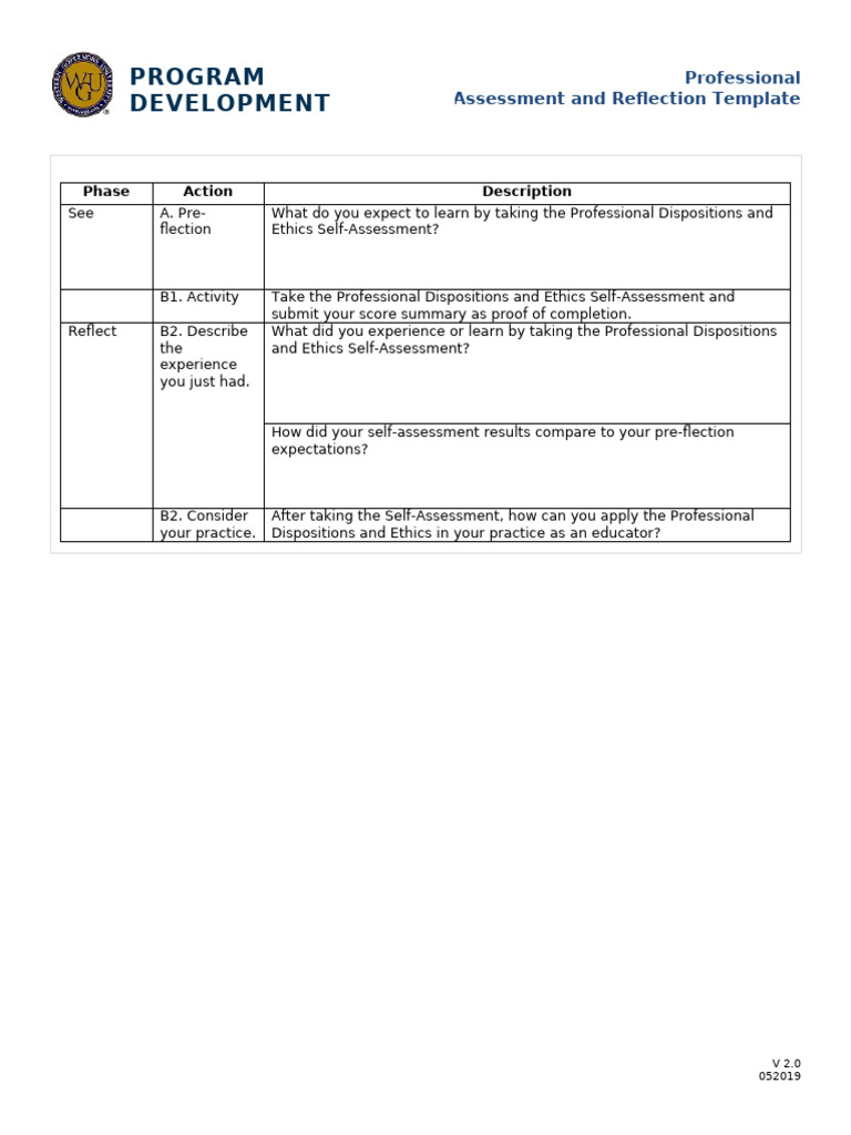 Task 1 Supporting Document - Professional Dispositions and Ethics Self ...