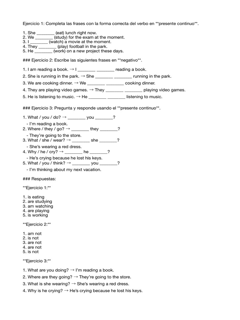 Presente Continuo | PDF