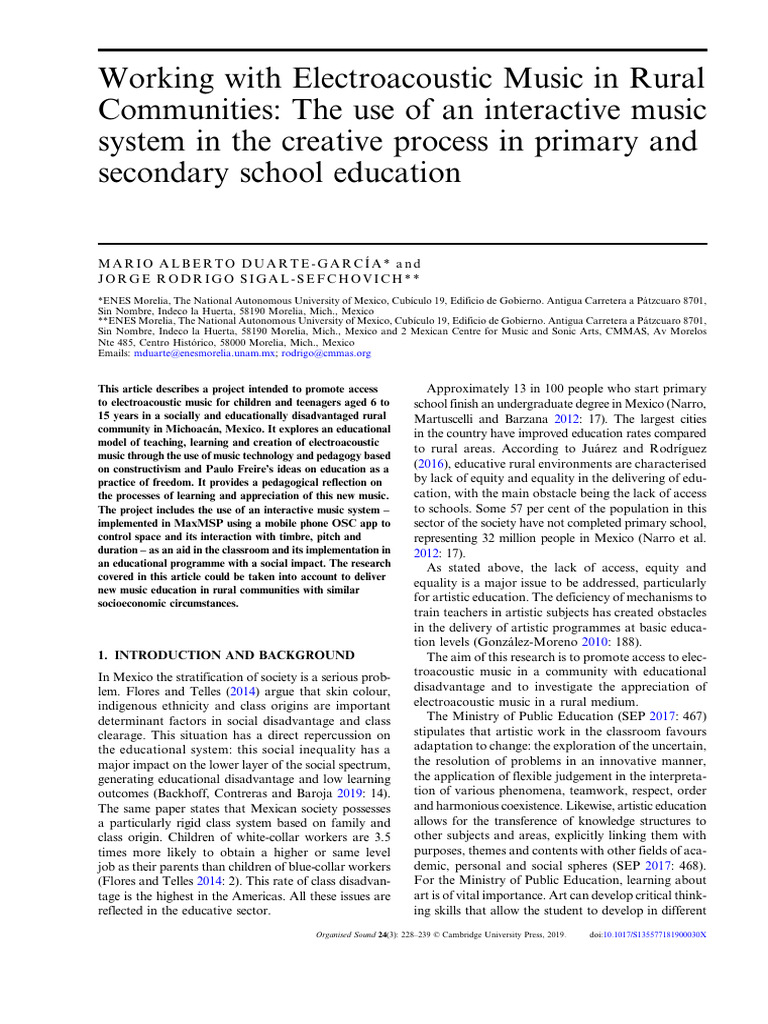 Electroacoustic Music in Rural Education | PDF | Sound | Pedagogy