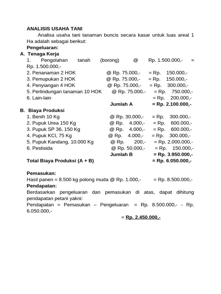 Analisis Usaha Tani | PDF