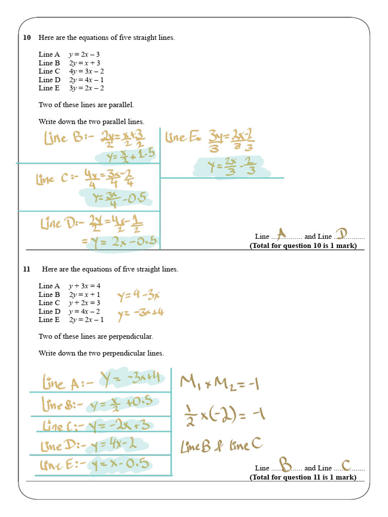 Parallel and Perpendicular Lines Worksheet Solved | PDF | Mathematical ...