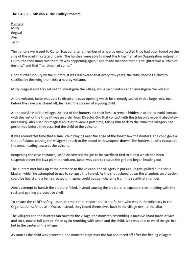 The_LAST_-_Mission_Report_-_The_Trolley_Problem | PDF