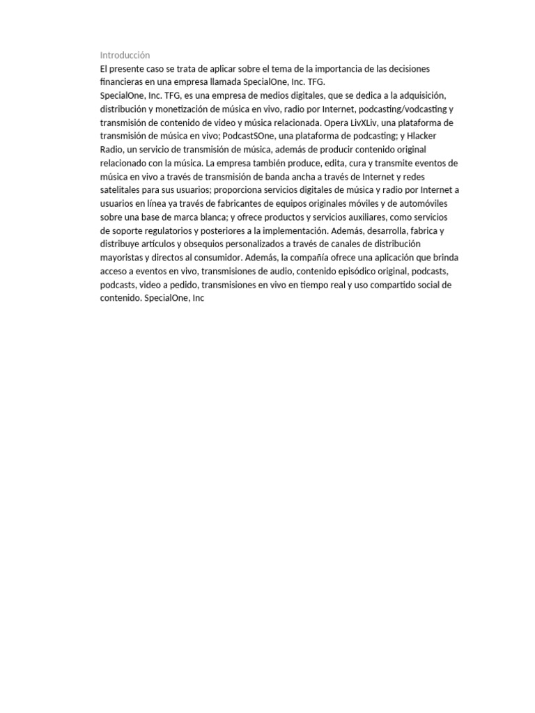 Costo de Capital de SpecialOne, Inc. | PDF | Compartir (Finanzas ...