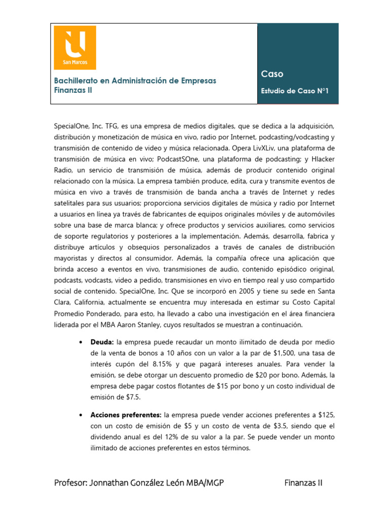 Caso (Estudio de Caso #1) Actual | PDF | Compartir (Finanzas) | Internet