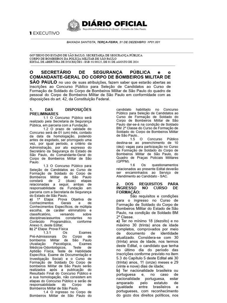 Diário Oficial - DOE 2024 CBM-SP | PDF | Justiça | Crime e Violência