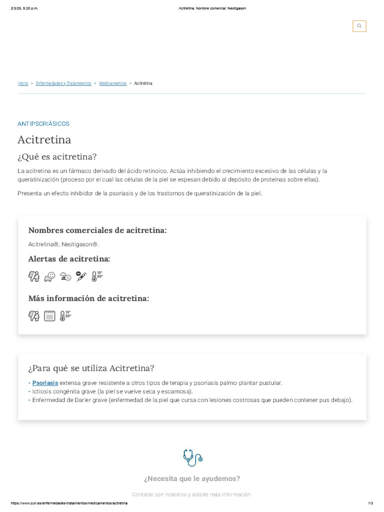Acitretina. Nombre Comercial - Neotigason | PDF | Psoriasis ...