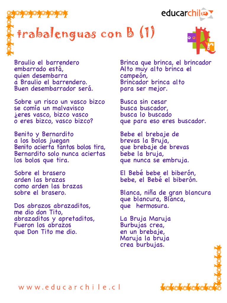 Trabalenguas Letra B | PDF