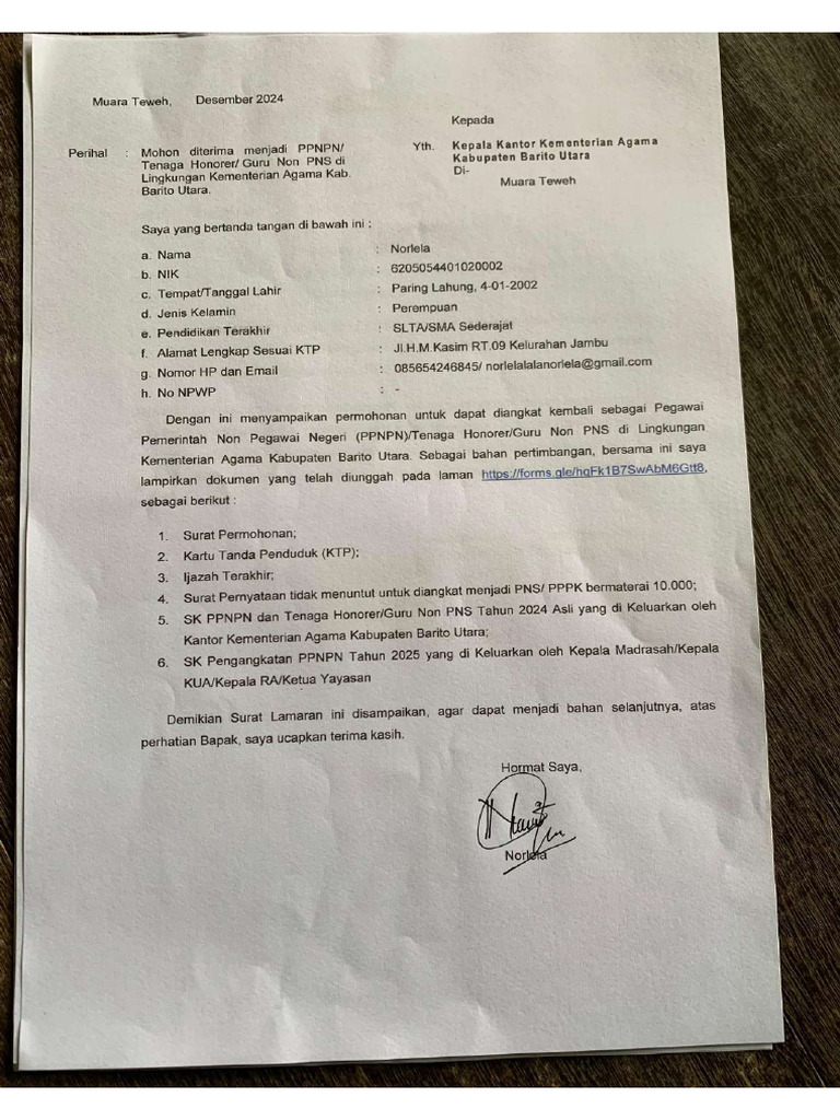 Surat Lamaran Lala | PDF