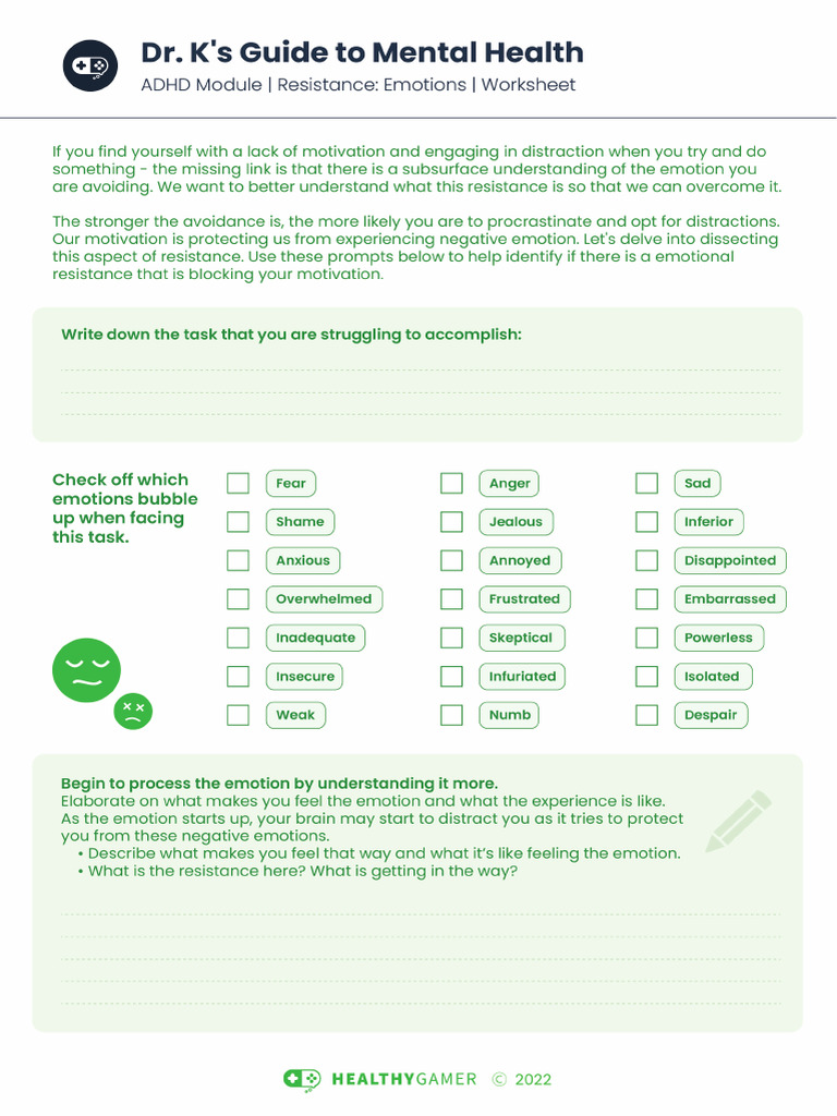 Worksheet - Resistance Emotions - Restore | PDF