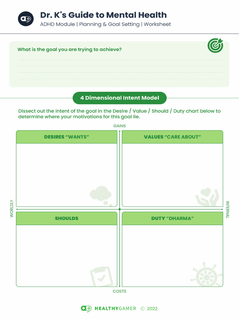 Worksheet - Planning and Goal Setting - Restore | PDF