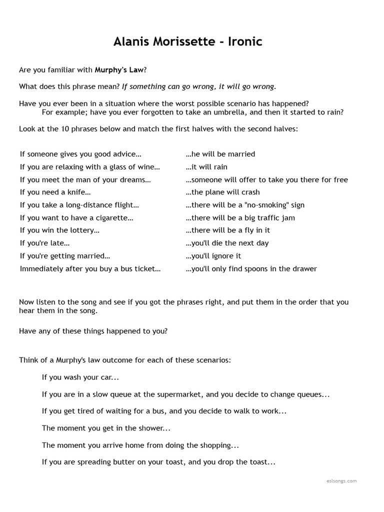 Alanis Morissette Ironic | PDF