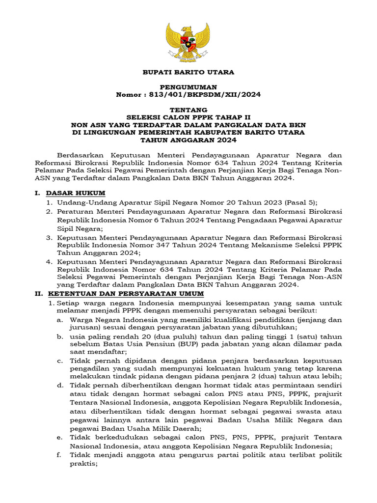 Seleksi Calon Pppk Tahap II Non Asn Yang Terdaftar Dalam Pangkalan Data ...