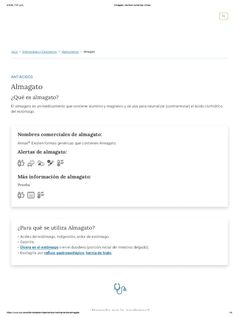 Almagato. Nombre Comercial - Almax | PDF | Enfermedades y trastornos ...