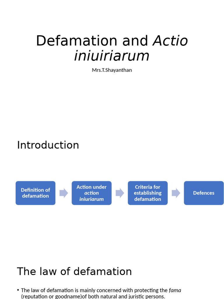 Defamation and Actio Iniuriarum Explained | PDF | Defamation | Justice