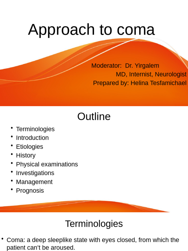Approach To Coma Seminar Note | PDF | Coma | Brainstem