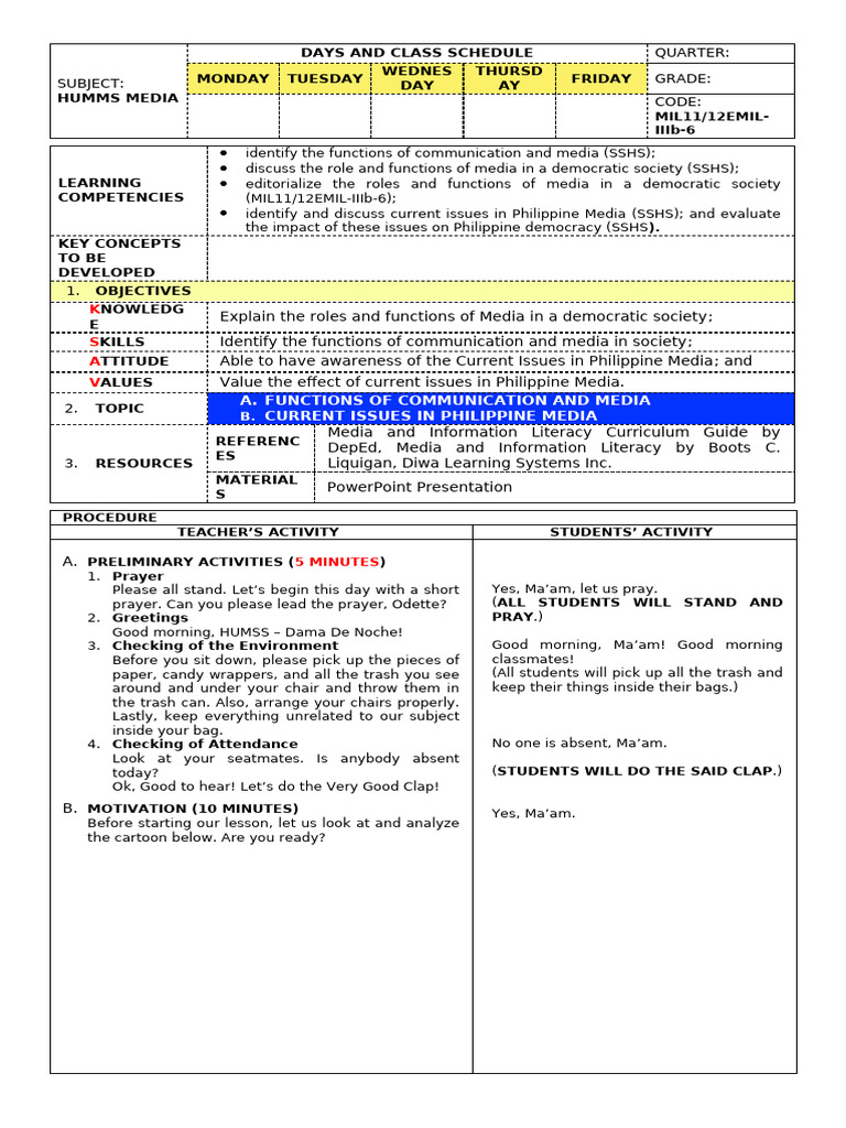 SHS-HUMMS-MEDIA-MEDIA-AND-INFO-LITERACY (3) | PDF | Writing | Communication