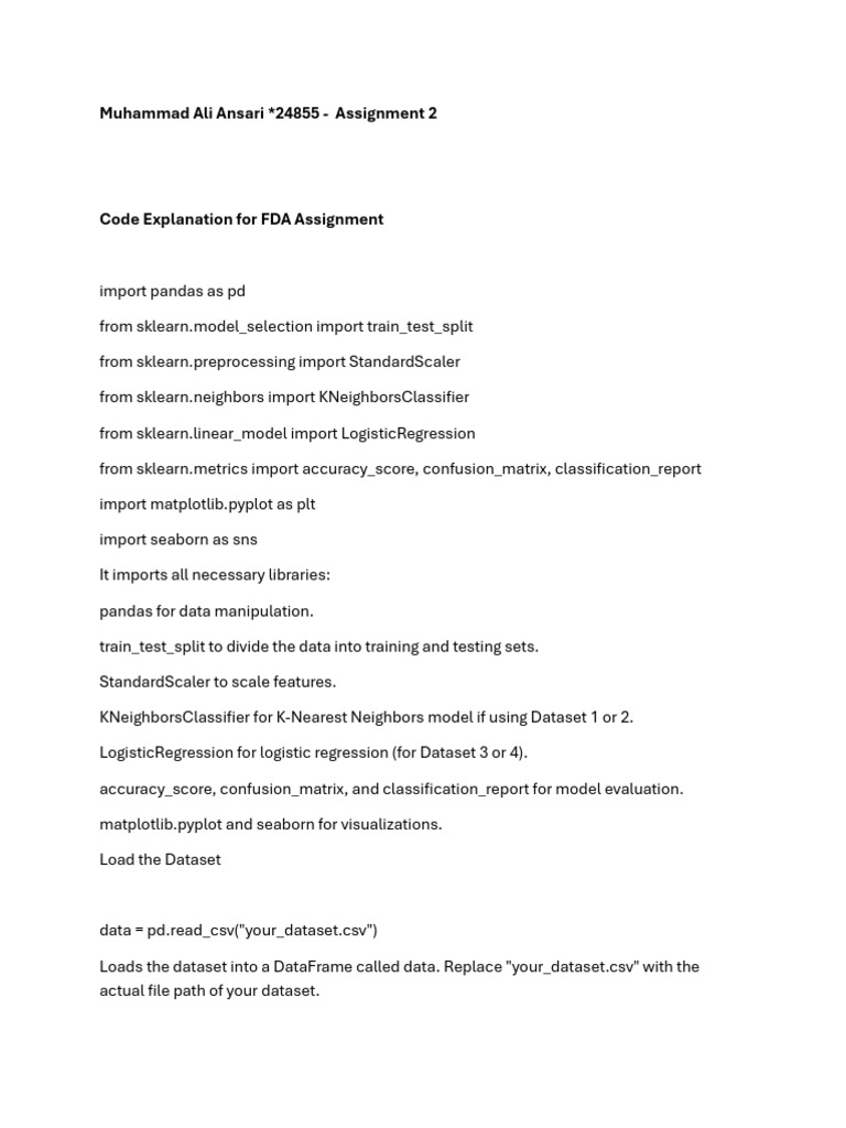 Muhammad Ali Ansari 24855 A2 | PDF | Multicollinearity | Logistic Regression
